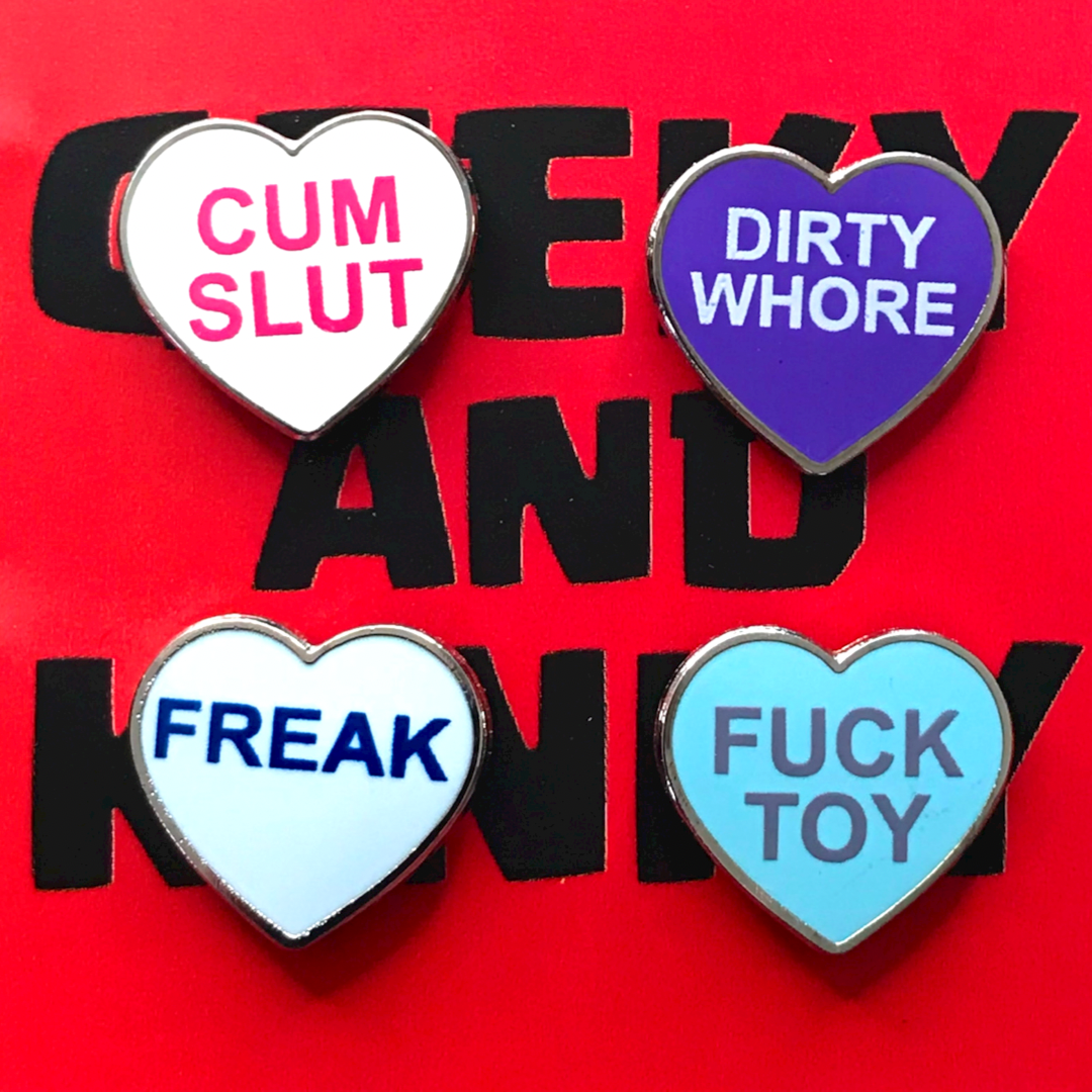 Kinky Hearts Cum Slut Enamel Pins | Leather Art & More The Gift Shop of the Leather Archives ...